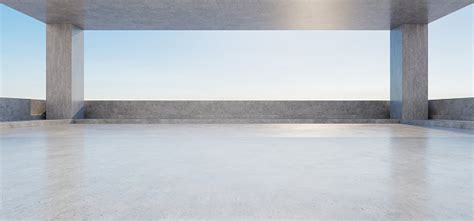 빈 콘크리트 공간이 있는 시멘트 차고 디자인 장면입니다 모형을 위한 넓은 공간을 비웁니다 콘크리트 바닥이 있는 주차장 추상적인 최소한의 건축 배경 격납고 제품을 소개하기