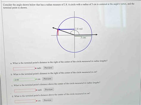 Consider The Angle Shown Below That Has A Radian Measure Of 2 8 A Circle With A Radius Of [math]