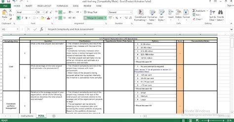 Project Complexity And Risk Assessment Excel Template