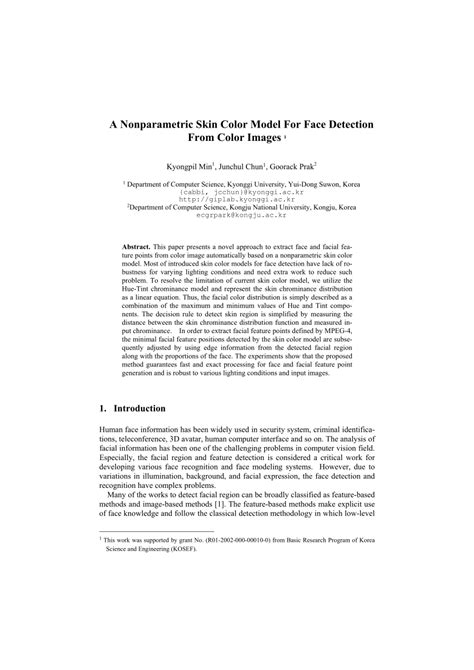 Pdf A Nonparametric Skin Color Model For Face Detection From Color Images