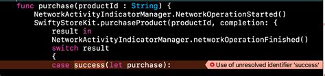 Ios Use Of Unresolved Identifier Success With Swiftystorekit