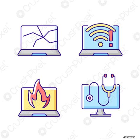 Computer Issues RGB Color Icons Set Stock Vector Crushpixel