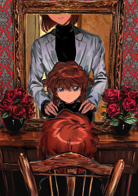 Segami Haibara Ai Miyano Shiho Meitantei Conan Absurdres Highres Girls Black Shirt Blue