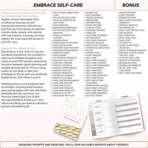 Self Concept Workbook Self Love And Care Journal And Daily Mindfulness