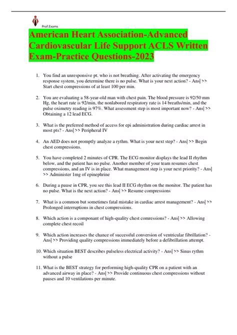 Solved Elaborated American Heart Association Advanced Cardiovascular