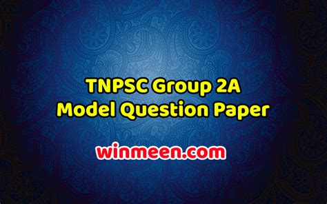 Tnpsc Group 2a Model Question Paper With Answer Pdf Download