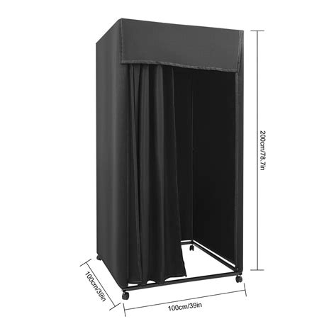 Portable Dressing Room Movable Fitting Room Accommodate People 3 4 Modern Black Fitting Room