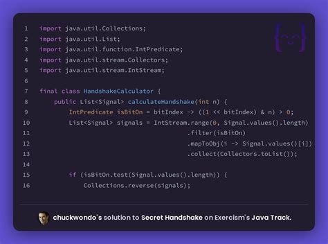 Chuckwondos Solution For Secret Handshake In Java On Exercism