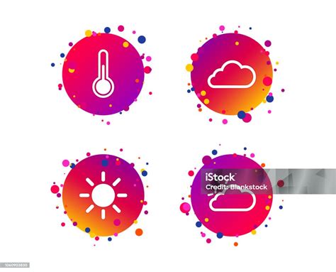날씨 아이콘입니다 구름과 태양입니다 온도 기호입니다 벡터 0명에 대한 스톡 벡터 아트 및 기타 이미지 0명 기상학 기후 묘사 Istock