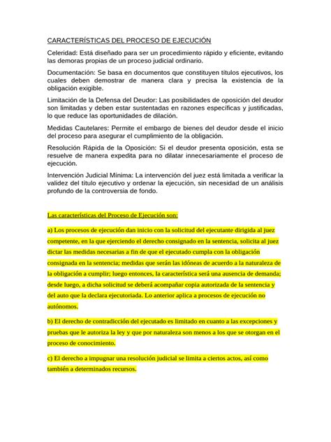 CaracterÍsticas Del Proceso De EjecuciÓn Resumen 2 Pdf
