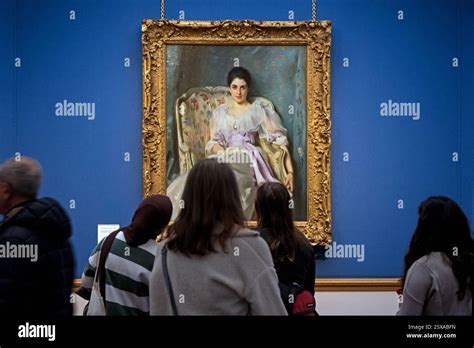 Visitors View The Portrait Of Gertrude Vernon Lady Agnew Of Lochnaw By