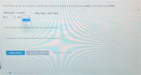 solved in the following net ionic equation identify each