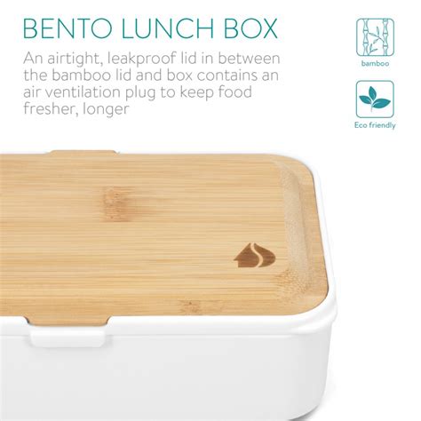 Комплект кутии за обяд Bento Box С прибори за хранене Бамбуков капак 2 броя Emag Bg