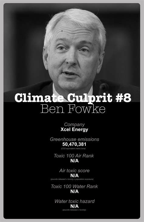 8 Climate Culprit — Ben Fowke Xcel Energy Fuel Companies Climates