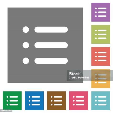 Unordered List Square Flat Icons Stock Illustration Download Image