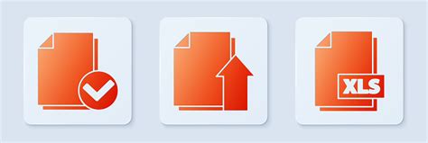 파일 문서 업로드 문서 및 확인 표시 및 Xls 파일 문서를 설정합니다 흰색 사각형 버튼입니다 벡터 0명에 대한 스톡 벡터 아트 및 기타 이미지 Istock