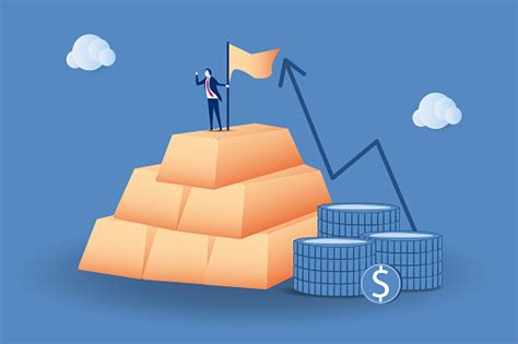 금 투자 금융 위기의 안전한 피난처 또는 자산 관리 및 자산 배분 개념 성공적인 자산 관리자 사업가 벡터 일러스트레이션 3차원 형태에 대한 스톡 벡터 아트 및 기타 이미지