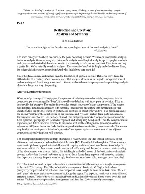 Analysis Vs Synthesis Paradigm Reductionism