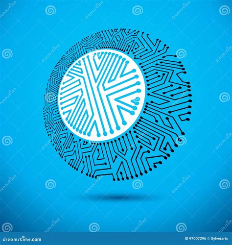 Vector Technology Cpu Design With Circular Microprocessor Scheme Stock Vector Illustration Of