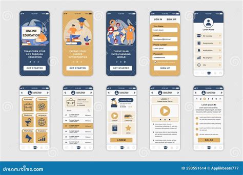 Education Concept Screens Set For Mobile App Template People Learning