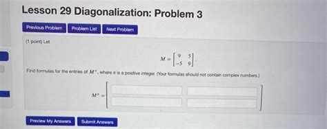 solved lesson 29 diagonalization problem 1 previous problem