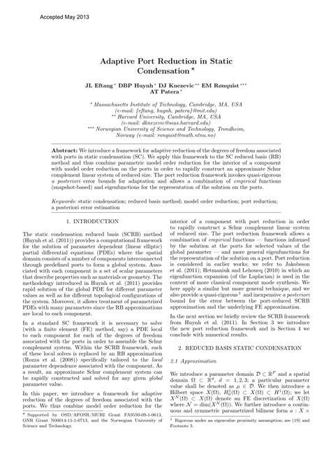 Pdf Adaptive Port Reduction In Static Condensation