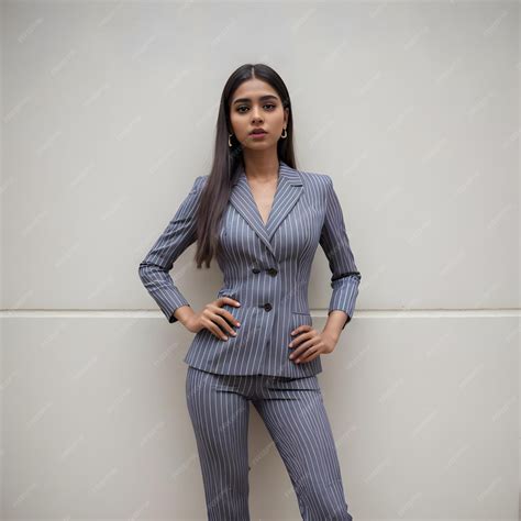 Barcode Suit Fashion Woman In Unique Barcode Outfit Premium Ai