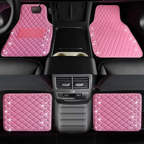 4pcs Pink Car Mats Leather Automotive For Hyundai G80 Gv60 Gv80 Genesis