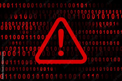 alert warning sign with digital binary code in the background exclamation mark hacker