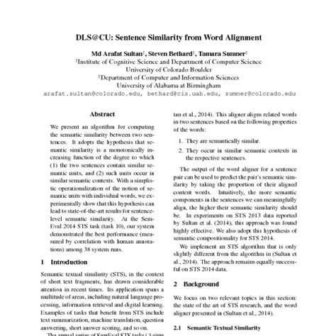 Dlscu Sentence Similarity From Word Alignment Acl Anthology