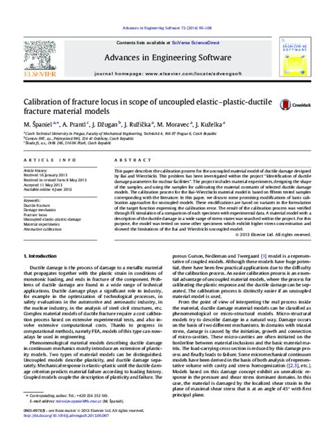 Pdf Calibration Of Fracture Locus In Scope Of Uncoupled Elasticplastic Ductile Fracture