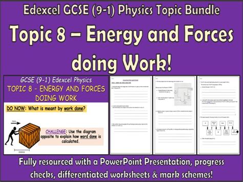 Edexcel Gcse 9 1 Physics Topic 8 Energy And Forces Doing Work Teaching Resources