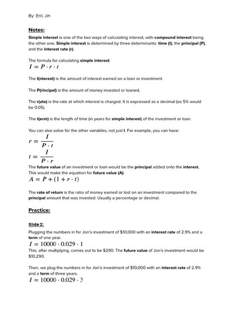 simple interest pdf interest mathematics