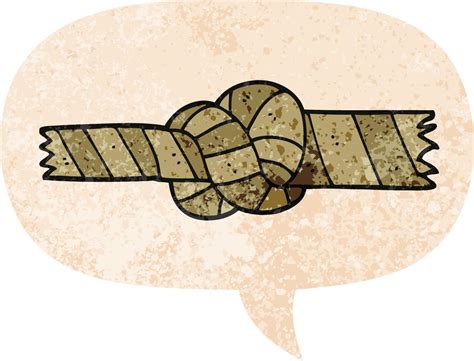 Cartoon Knotted Rope And Speech Bubble In Retro Textured Style 10612736