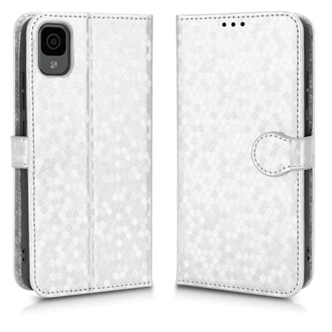For Tcl 30z T602dl Honeycomb Dot Texture Leather Phone Case Silver