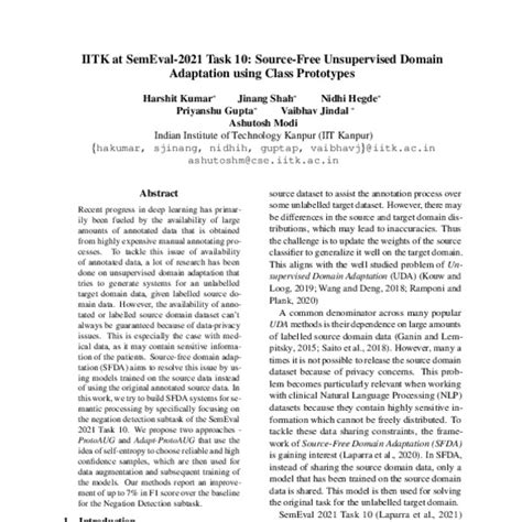 iitk at semeval 2021 task 10 source free unsupervised domain adaptation using class prototypes