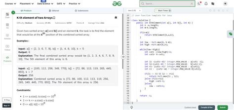 Gfg160 Geekstreak2025 Binarysearch Kthelement Twosortedarrays Himanshu Ranjan