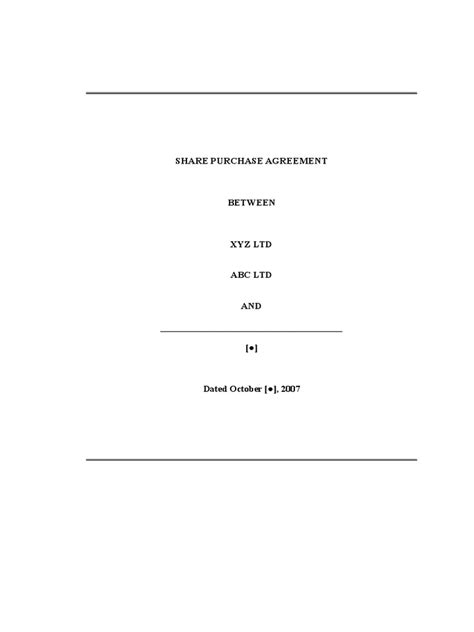 Pdf Sample Share Purchase Agreement Dokumentips