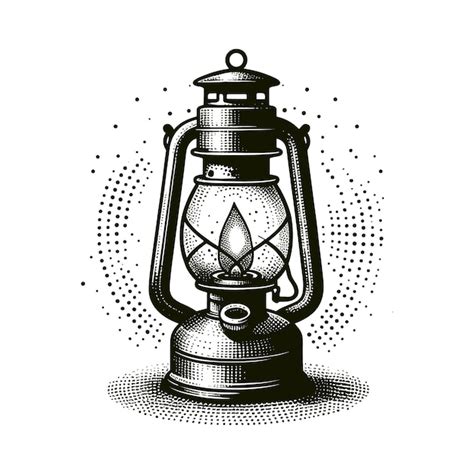 чёрно белый рисунок фонаря с черно белым фоном Премиум Ai сгенерированный вектор