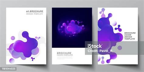 A4 형식의 벡터 레이아웃 현대 표지 모형 브로셔 잡지 전단지 소책자 연례 보고서에 대한 템플릿을 디자인합니다 유체 그라데이션 액체 파란색 색 기하학적 요소와 검은 색 배경