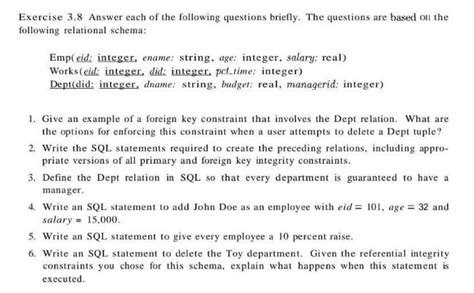 Solved Exercise 3 8 Answer Each Of The Following Questions Chegg Com