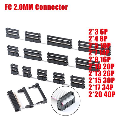 10pcs 2 0mm Pitch Fc 6 8 10 16 20 40 50 Pin Female Header Idc Socket Connector For Flat Ribbon
