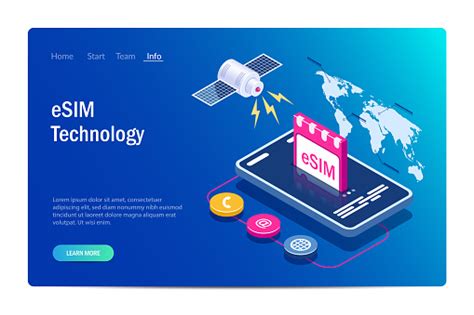 Esim 카드 칩 기호입니다 임베디드 Sim 개념입니다 새로운 모바일 통신 기술 세계지도 배경에 위성 웹 배너 인포 그래픽 영웅 이미지에 사용할 수 있습니다 아이소메트릭