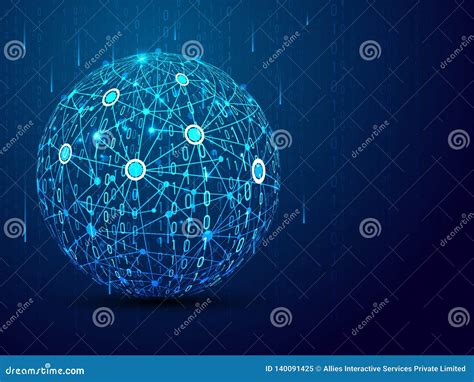 Science And Technology Concept Futuristic Cyberspace Network 3d Global Networking Sphere On