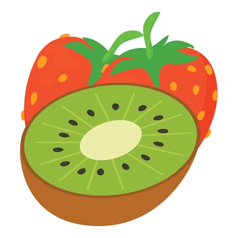 Fresh Fruit Icon Isometric Vector Ripe Juicy Red Strawberry And Green Kiwi 15882102 Vector Art