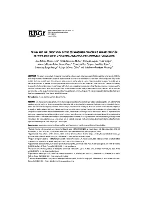 Pdf Design And Implementation Of The Oceanographic Modeling And Observation Network Remo For