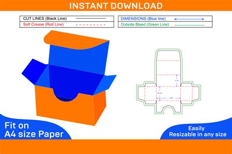 Unique Business Card Box Dieline Template And 3d Render File Resizeable