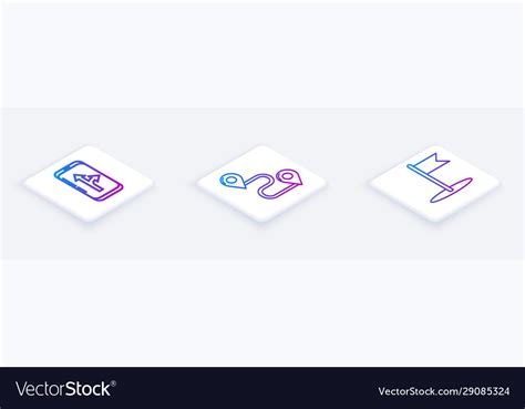 Set Isometric Line Infographic City Map Royalty Free Vector