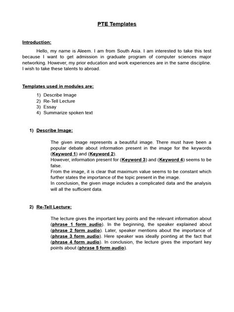 Pte Templates Pdf Essays Argument