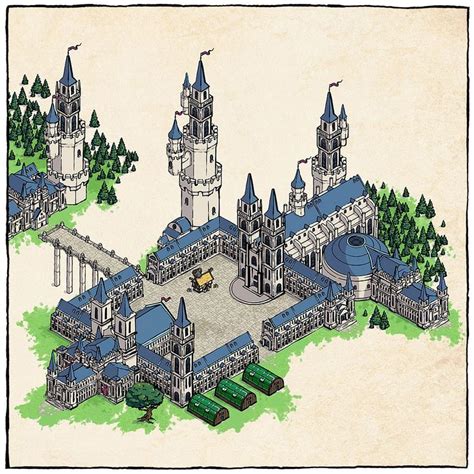 The Wizarding School Grounds Map 2 Minute Tabletop Fantasy City Map Isometric Map Dungeons